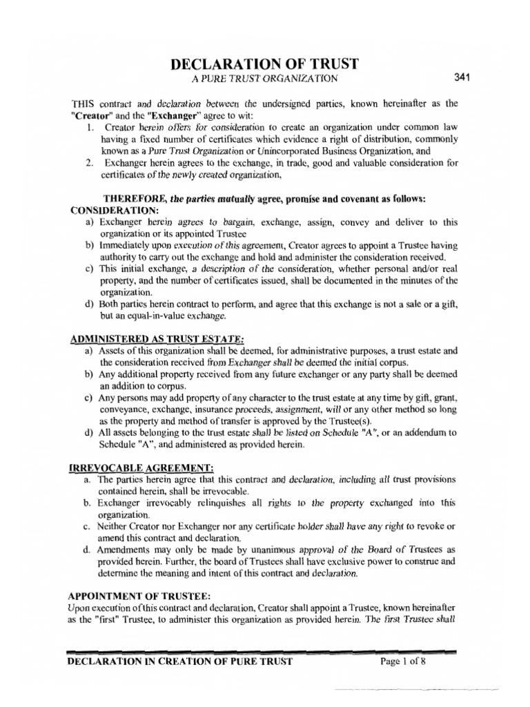 Declaration of Trust (Common Law) | PDF