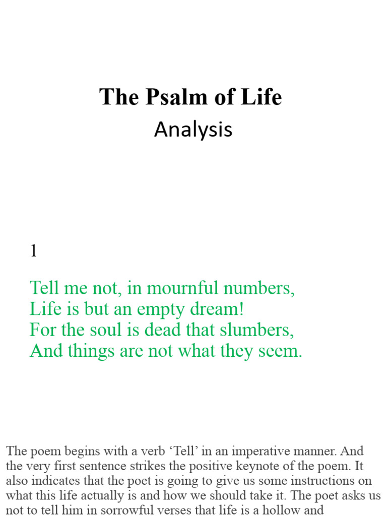 The Psalm Of Life Analysis PDF
