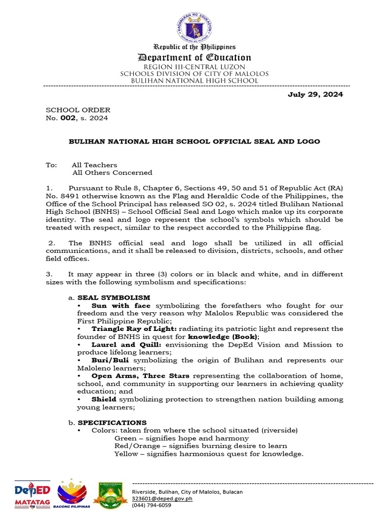 BNHS Official Seal and Logo Guidelines | PDF | Logos | National Symbols