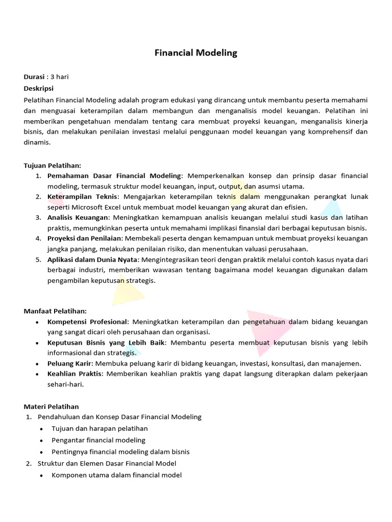 Pelatihan Dasar Financial Modeling | PDF