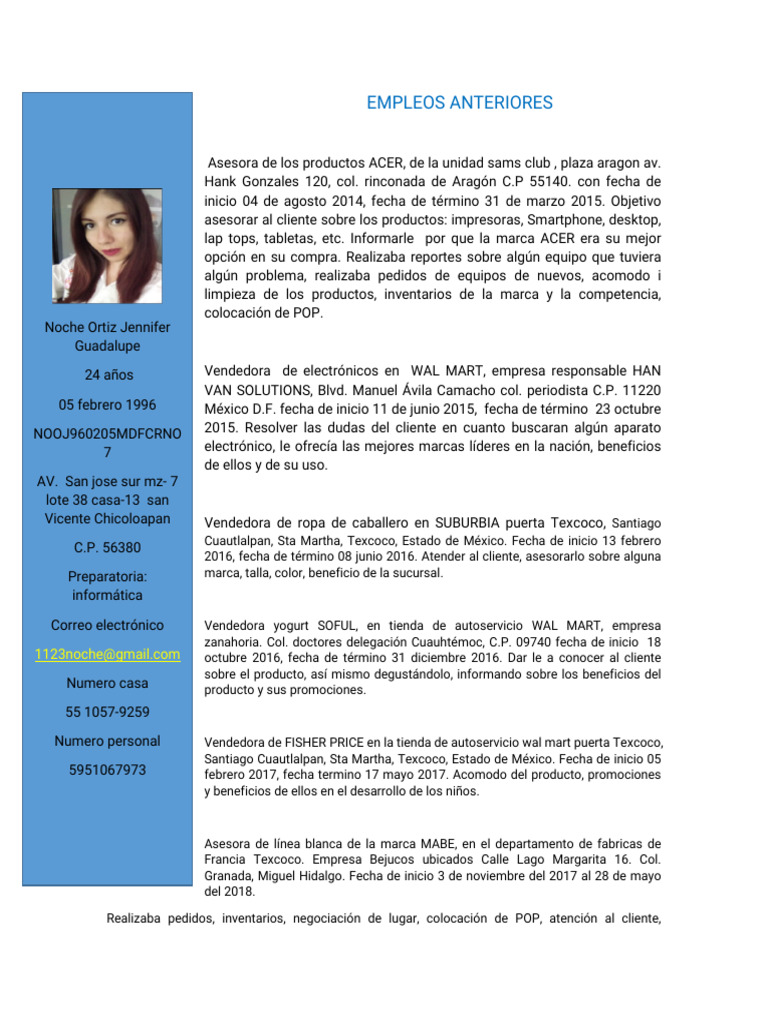 CV Jennifer Noche Ortiz | PDF