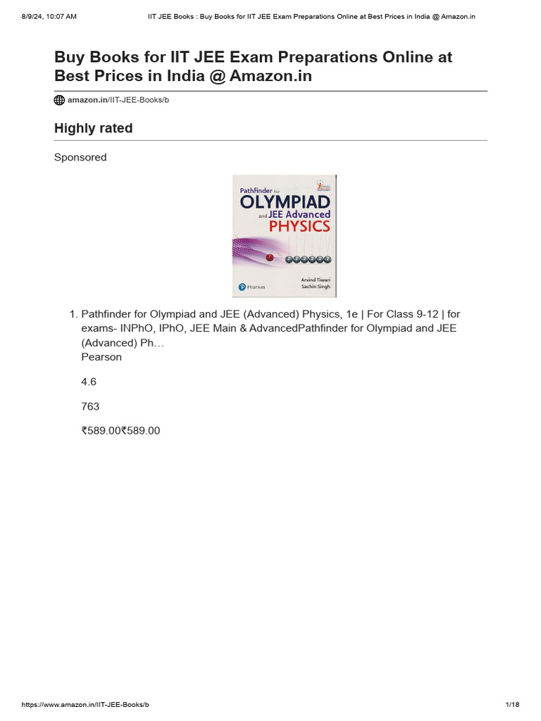 IIT JEE Books _ Buy Books for IIT prep | PDF | Qualifications