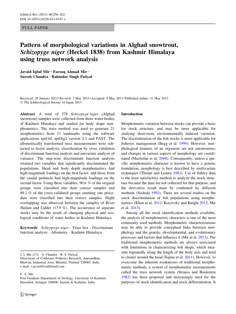 Pattern of Morphological Variations in A | PDF | Morphometrics | Variance