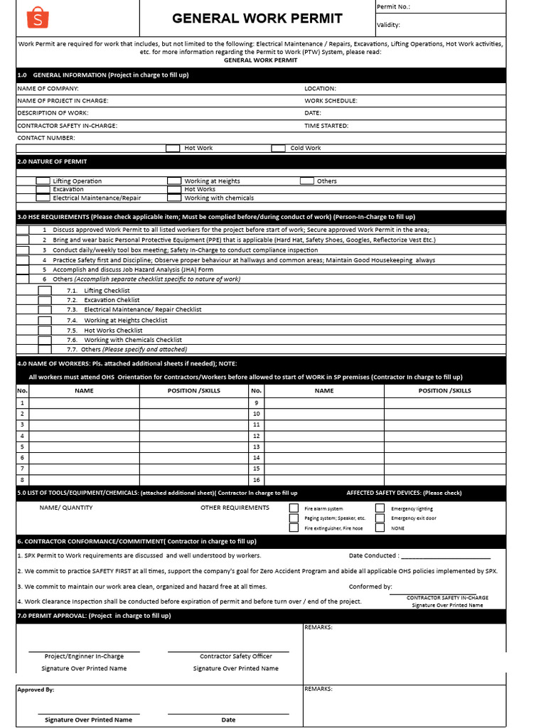 General Work Permit - XLSX - Google Sheets | PDF | Safety ... General Work Permit - XLSX - Google Sheets | PDF | Safety ...