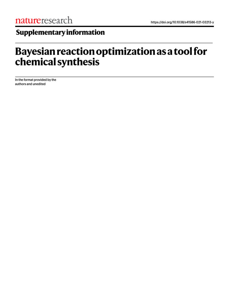 Bayesian Reaction Optimization as a Tool Forchemical Synthesis(支撑材料 ... Bayesian Reaction Optimization as a Tool Forchemical Synthesis(支撑材料 ...
