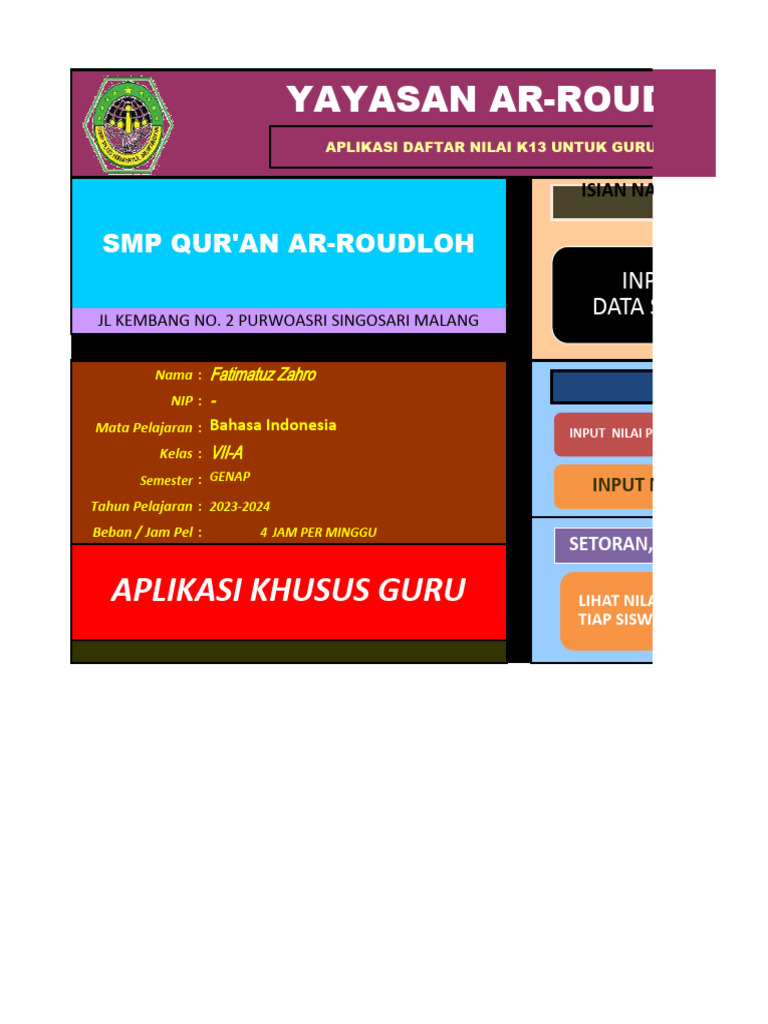 (Bindo) Master Daftar Nilai 7a | PDF