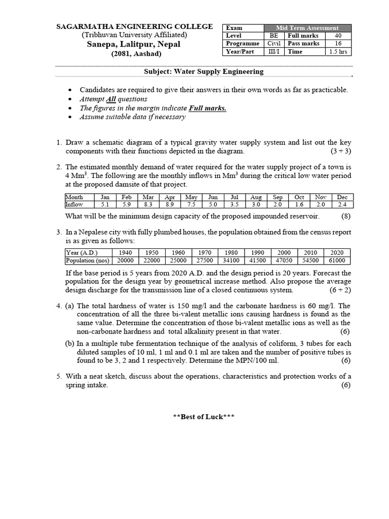 2081 Assessment Questions | PDF | Water | Environmental Science