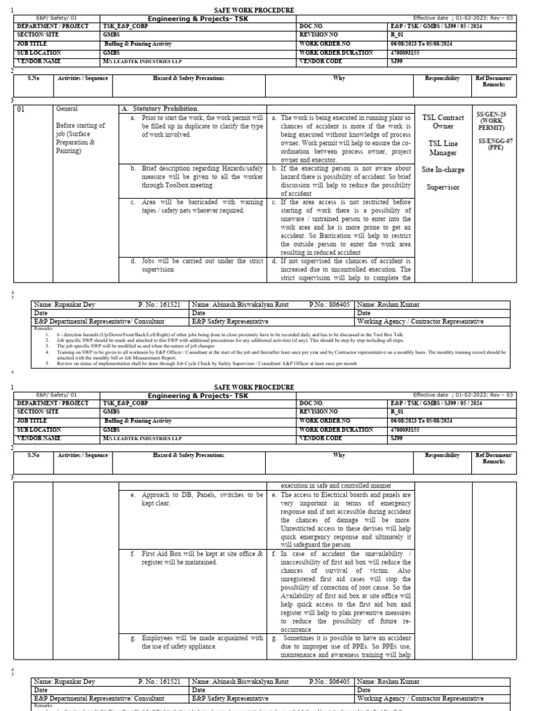Buffing & Painting Activity (Leadtek) | PDF