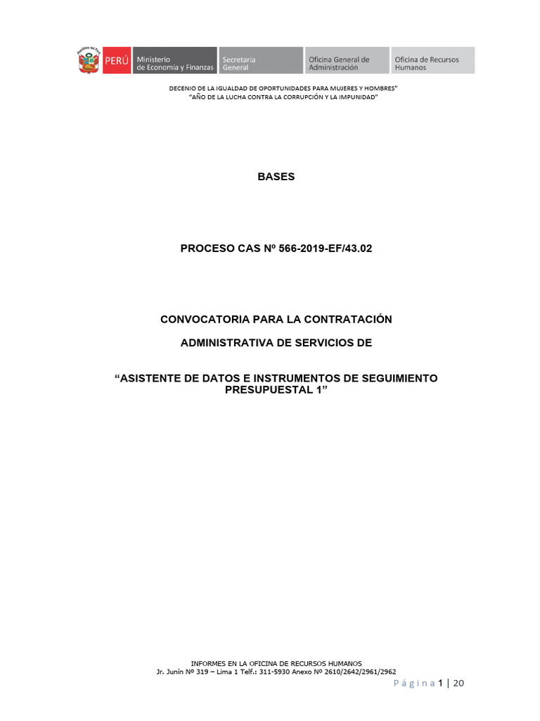 BASES ASISTENTE DE DATOS E INSTRUMENTOS DE SEGUIMIENTO PRESUPUESTAL | PDF | Documento de ...