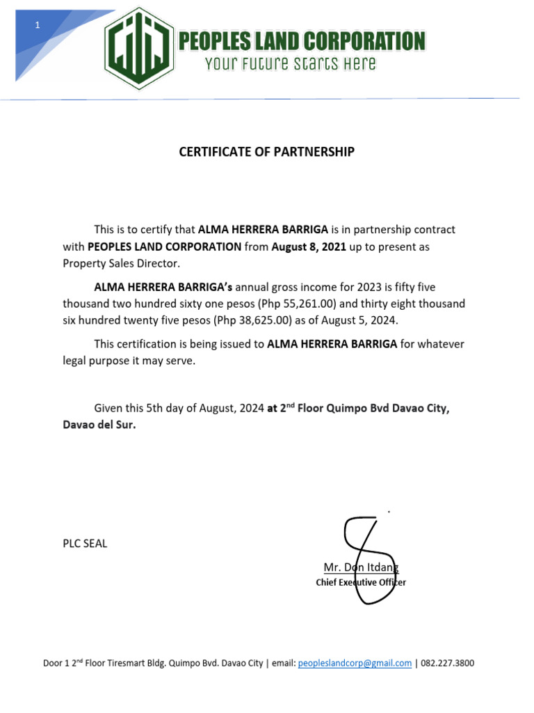 Certificate of Partnership | PDF