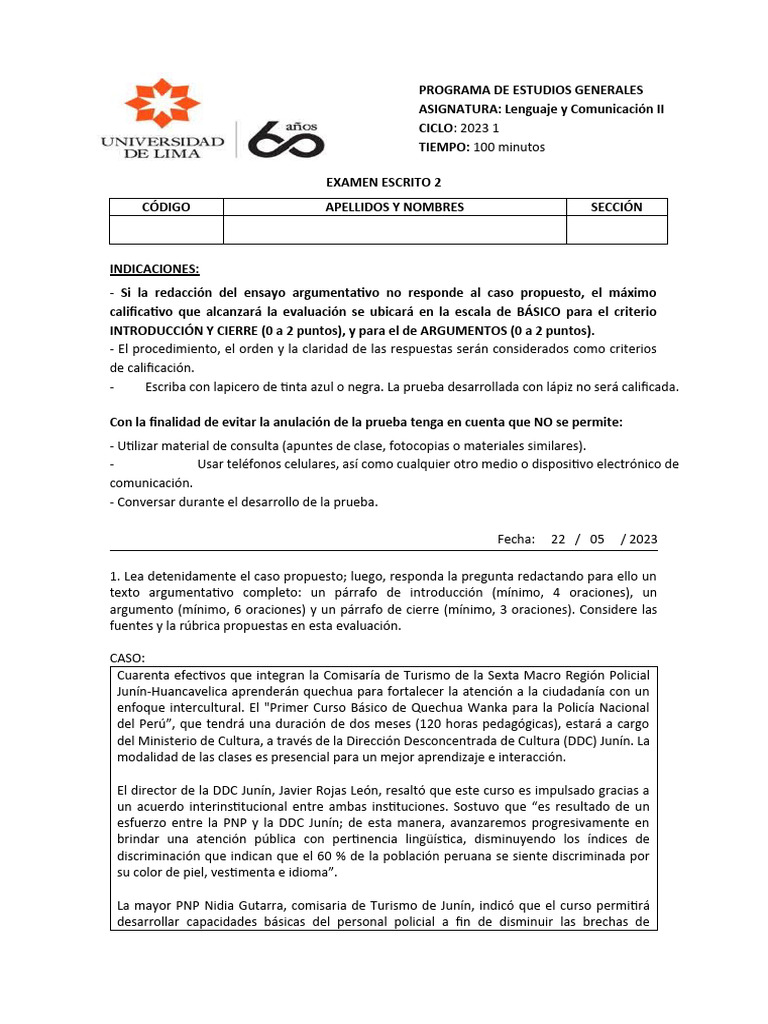 Simulacro Ee2 | PDF | Gramática | Lingüística