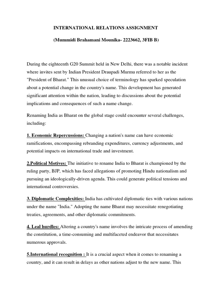 International Relations Assignment | PDF | Soft Power | Diplomacy