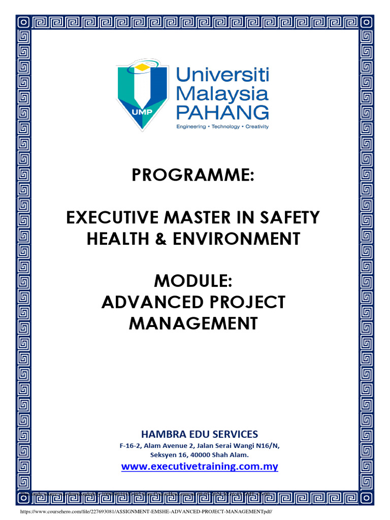 Assignment Emshe Advanced Project Management PDF | PDF | Project Management | Building Engineering
