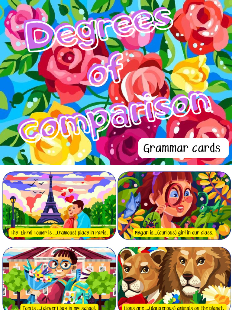 Degrees of Comparison Grammar Cards | PDF