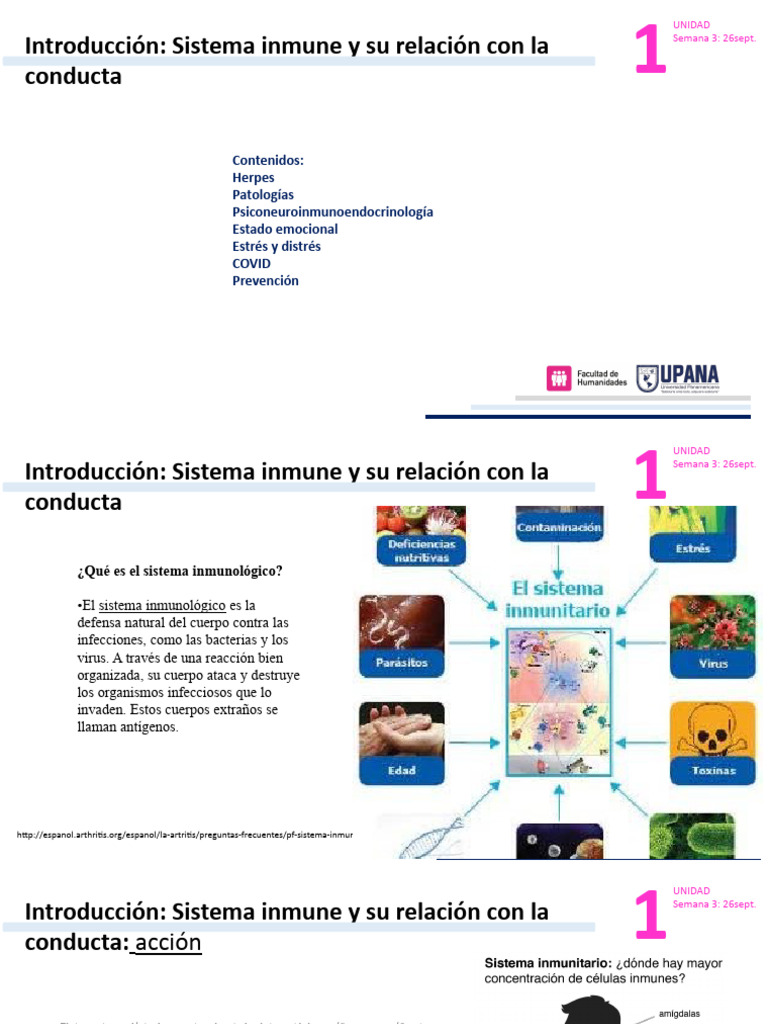 UNIDAD 1. semana 3. PSICOBIO 2. | PDF | Sistema inmune | Infección