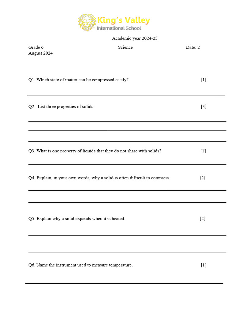 Grade 6 QP July Test | PDF