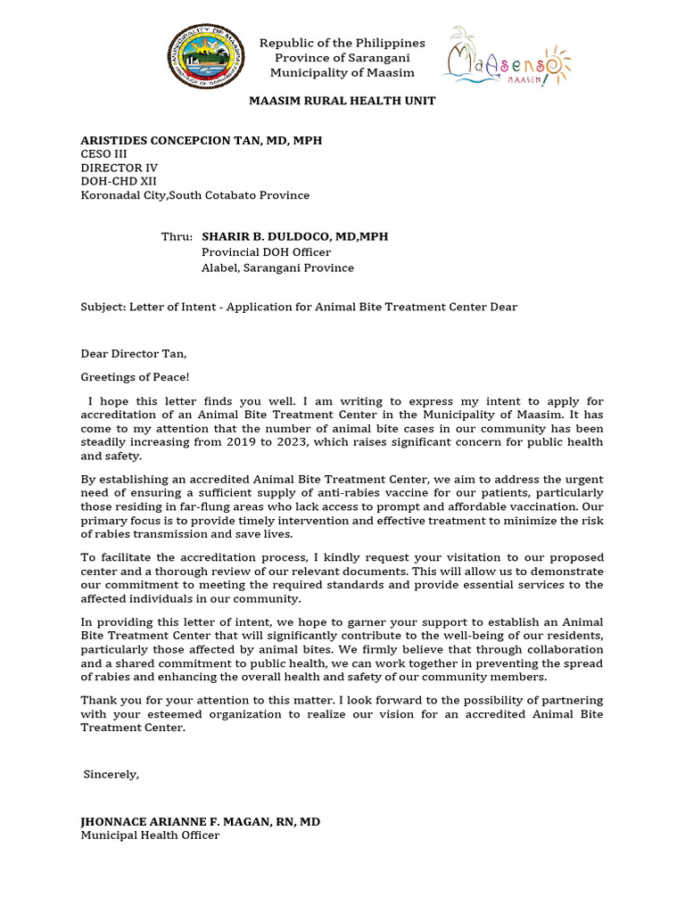 LETTER OF INTENT For ABTC Accreditation | PDF