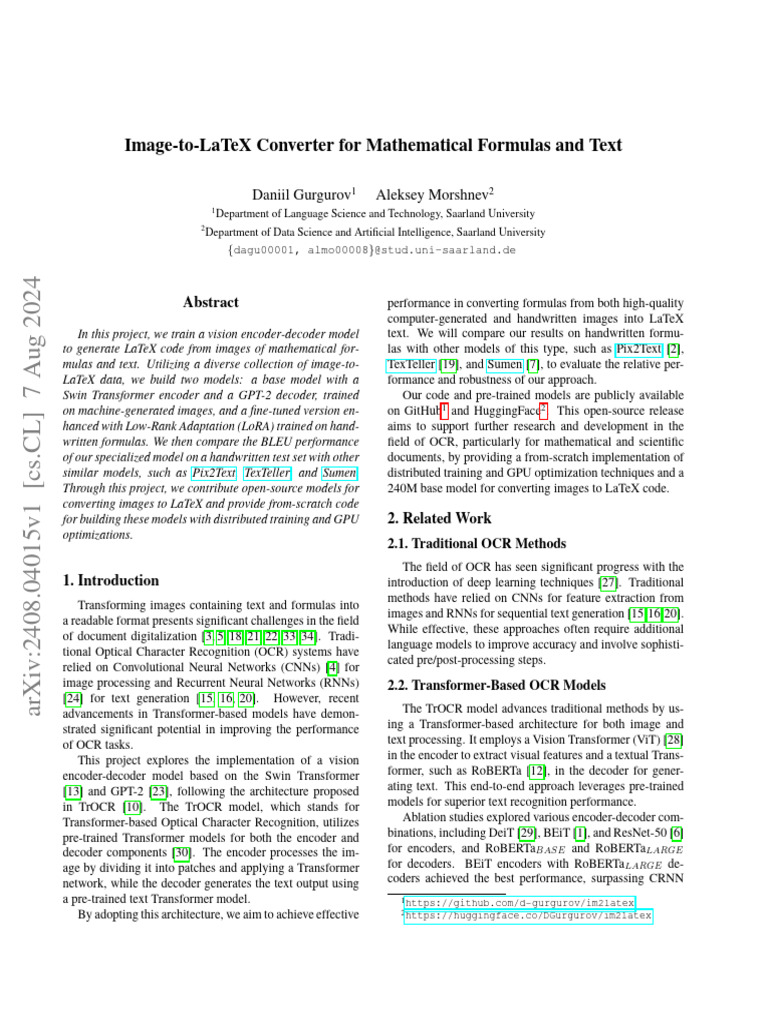 Image-To-Latex Converter For Mathematical Formulas and Text: Daniil ...
