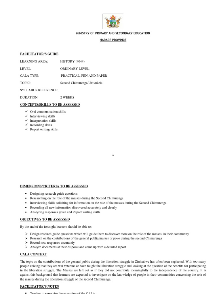 O Level 2022 History Cala e | PDF | Learning | Fluency