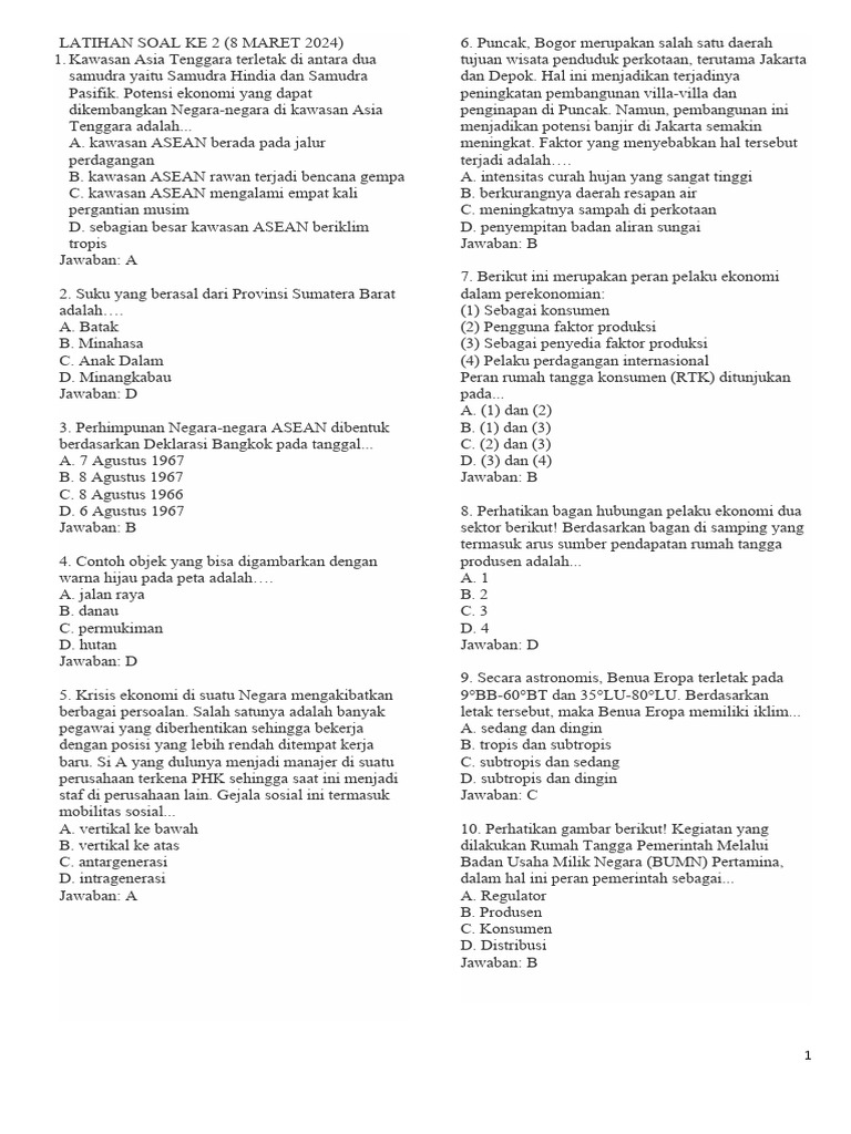 CONTOH SOAL 2 OSN IPS 2023-2024 ada kuncinya | PDF