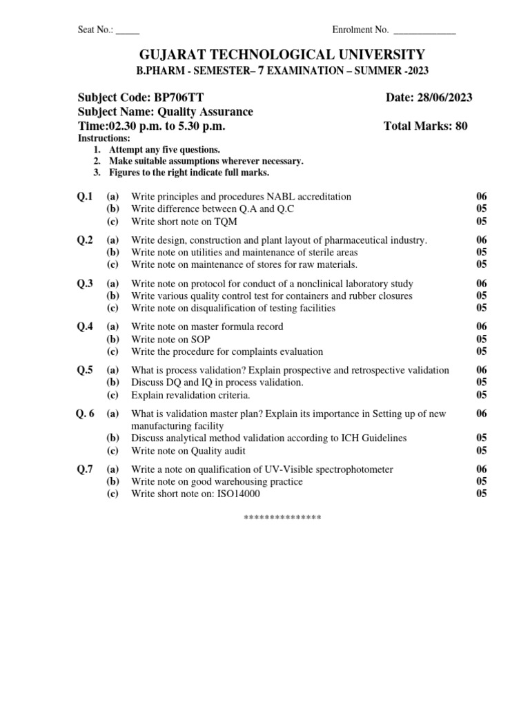 Qa - s2023 (Bp706tt) (Gturanker - Com) | PDF | Evaluation