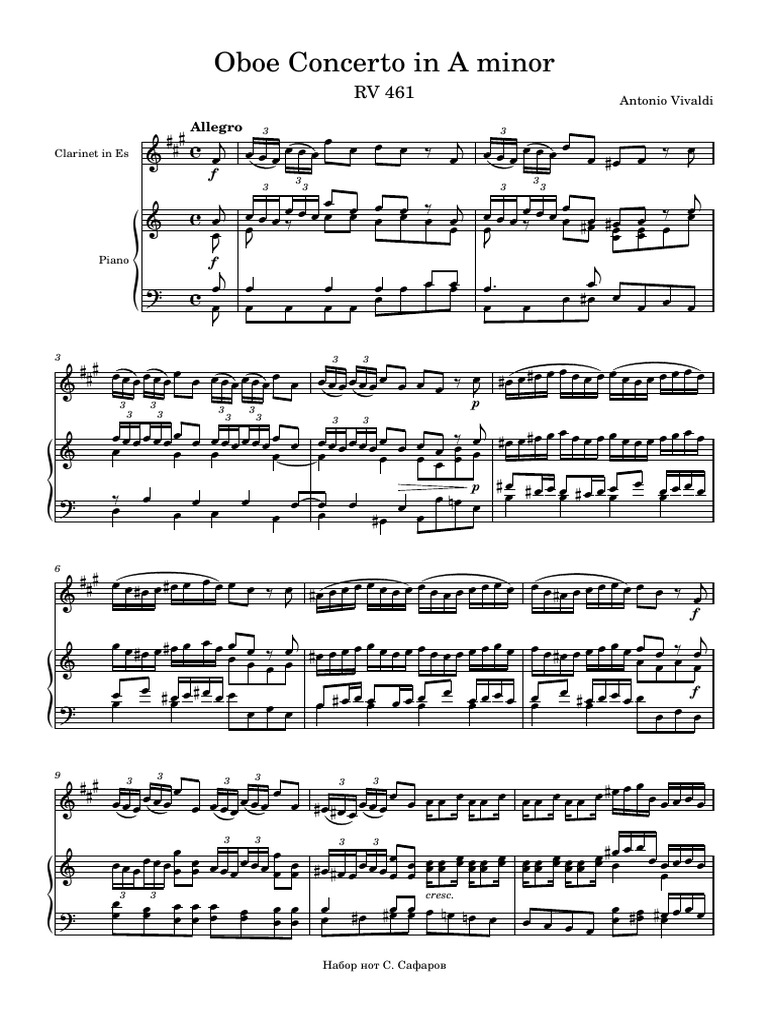 Vivaldi's Oboe Concerto Score | PDF | Classical Music | Musical Forms