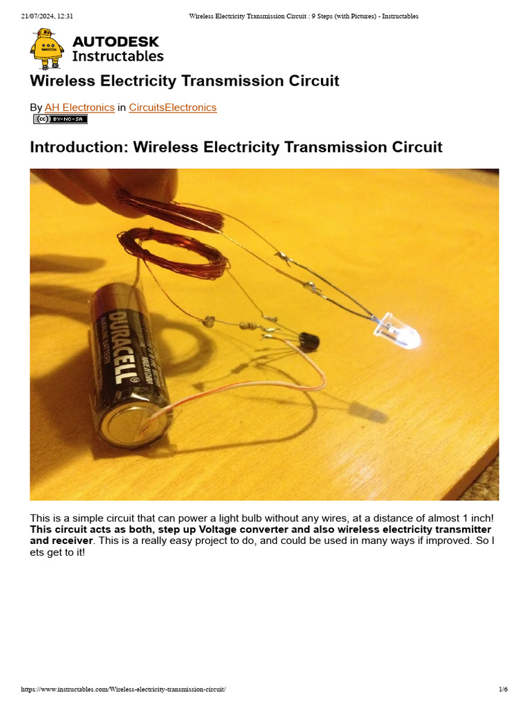 Wireless Electricity Transmission Circuit - 9 Steps (With Pictures ...