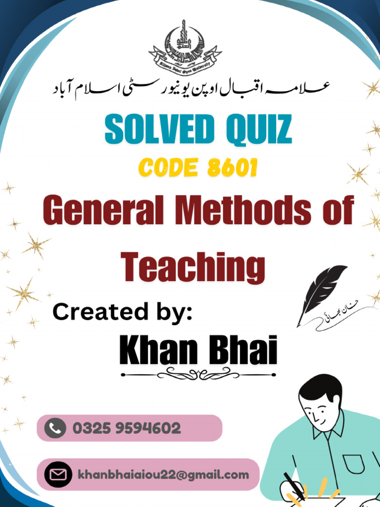 8601 Quiz Created By Khan Bhai Pdf Motivation Motivational