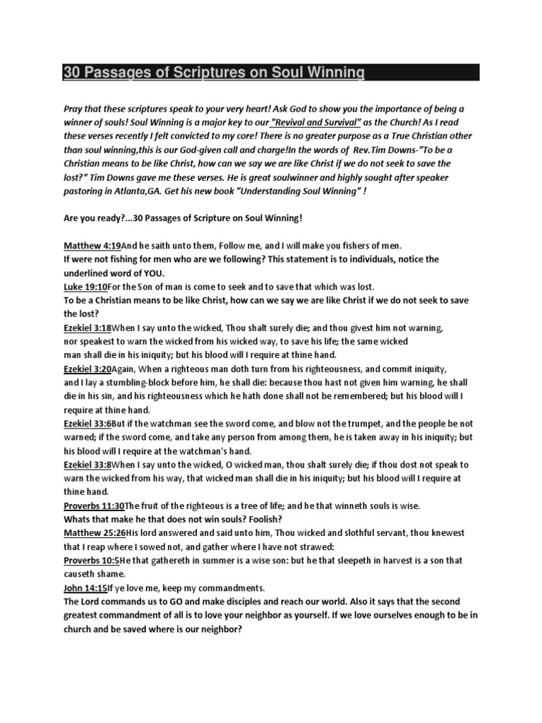 30 Passages of Scriptures On Soul Winning | PDF | John The Baptist ...