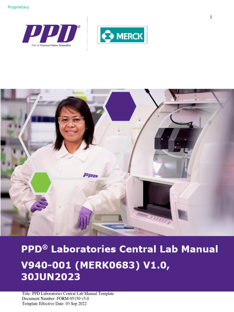 PPD Laboratories Central Lab Manual V940-001 (MERK0683) V1.0, 30JUN2023 ...