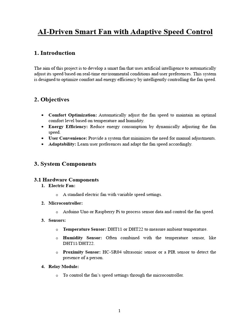 AI Smart Fan with Adaptive Speed Control | PDF | Artificial ...