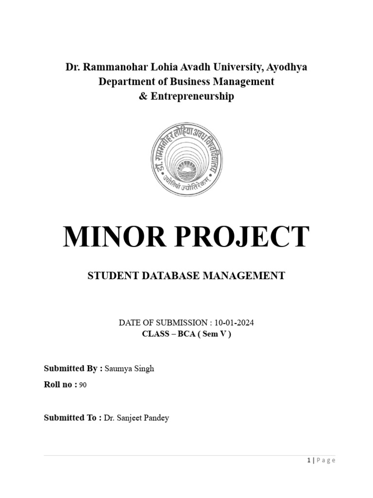 STUDENT_DATABASE_RECORD_PROJECT_REPORT | PDF | C++ | Databases