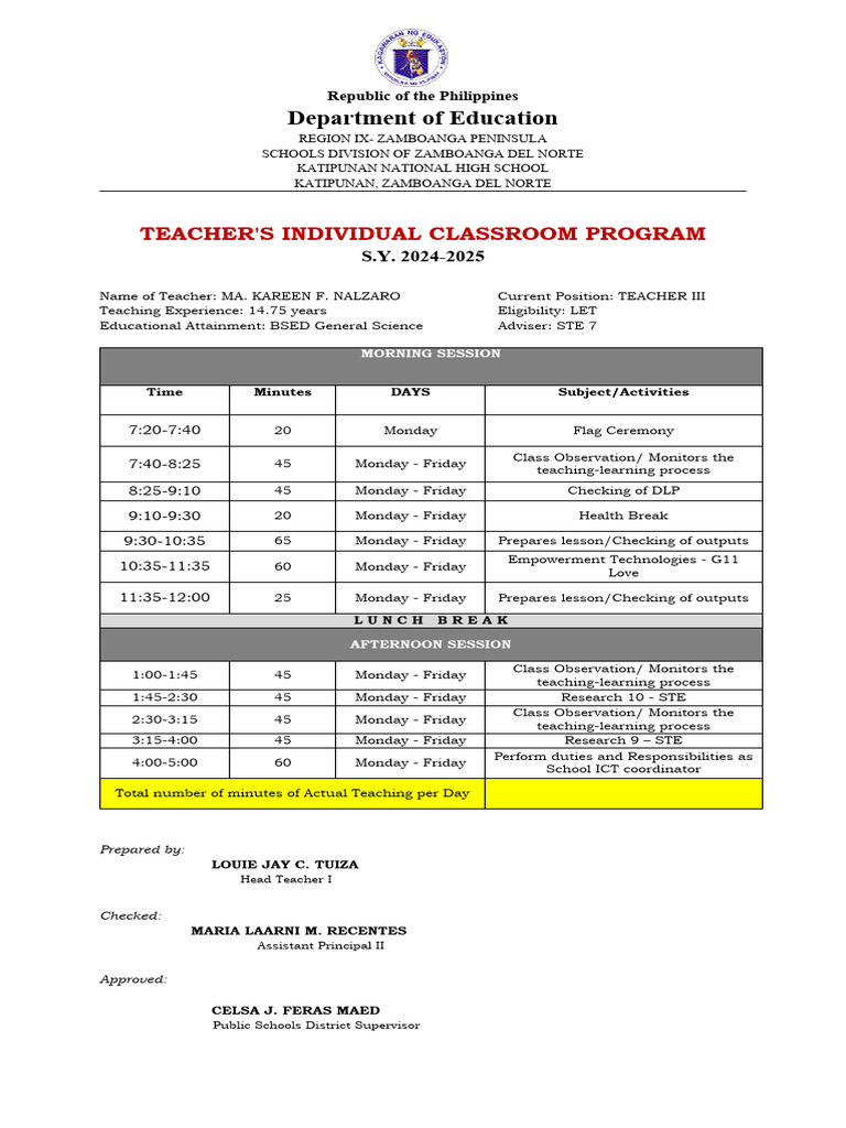 Teachers Classroom Program | PDF | Teachers | Behavior Modification