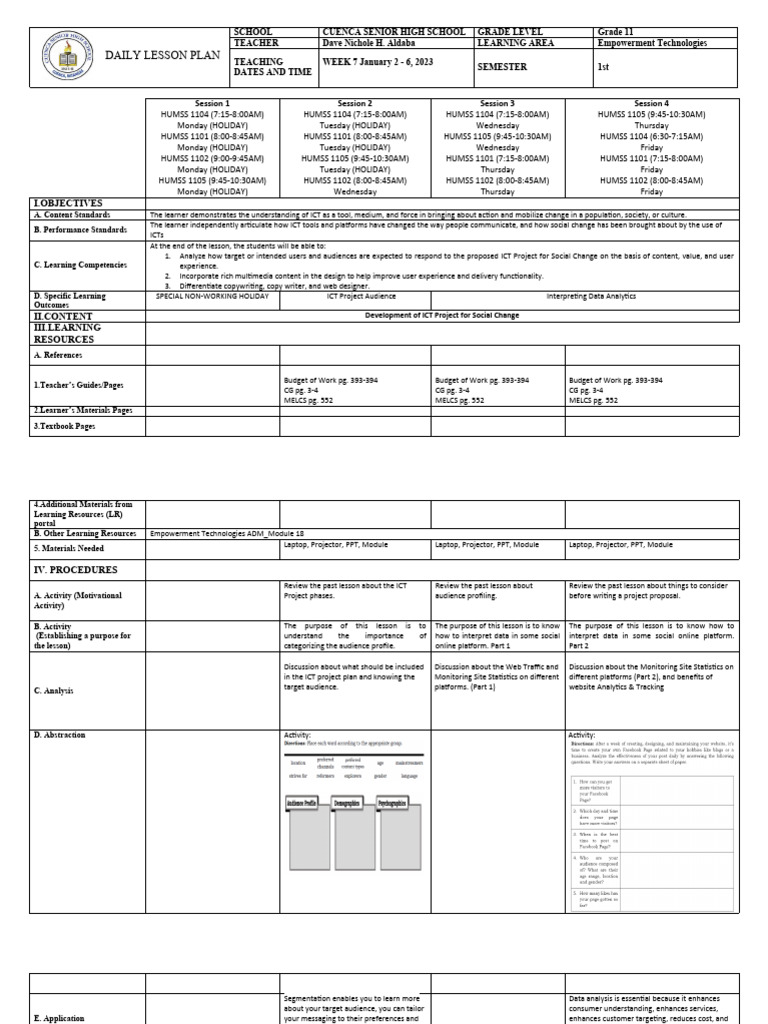DLL Etech Q2 W7 | PDF | Educational Technology | Learning