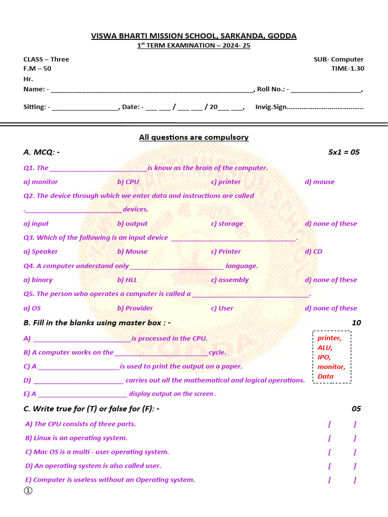 Class 3 | PDF | Operating System | Input/Output