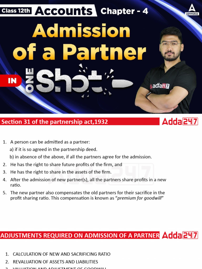 Admission of a Partner: Key Concepts | PDF | Goodwill (Accounting ...