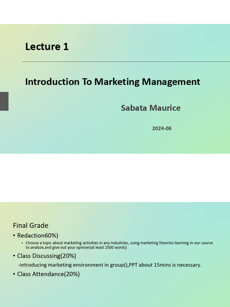 iNTRODUCTION MARKETING | PDF | Marketing | Customer