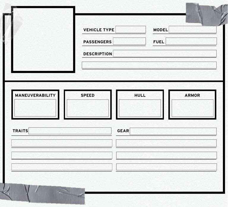The Electric State RPG Vehicle Sheet | PDF