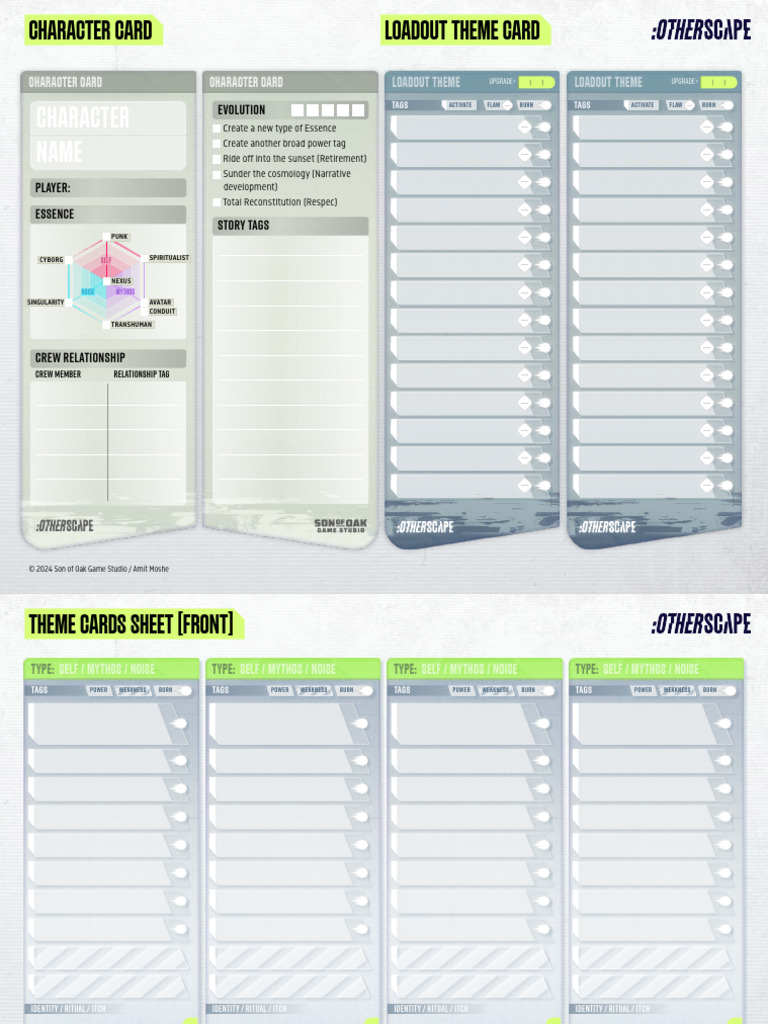 Character and Theme Card Templates | PDF