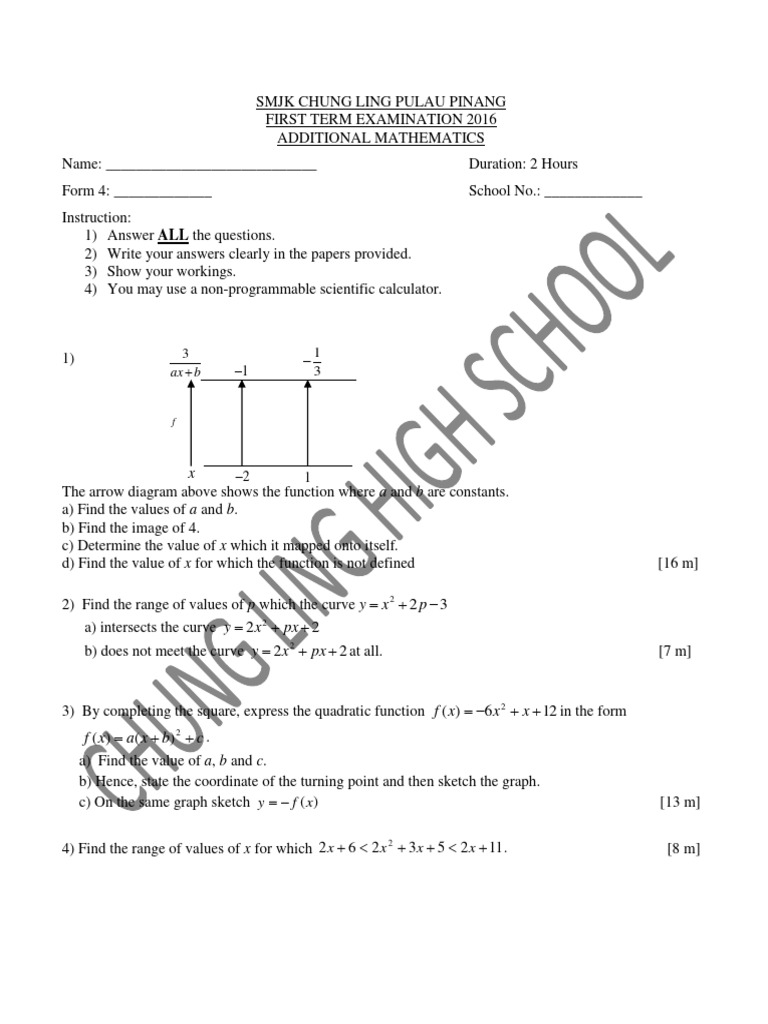 2016 Add Maths Pdf Function Mathematics Mathematical Relations