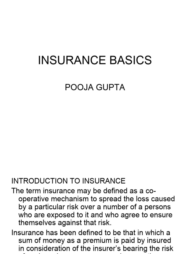 T-1 Insurance Basics | PDF | Insurance | Life Insurance