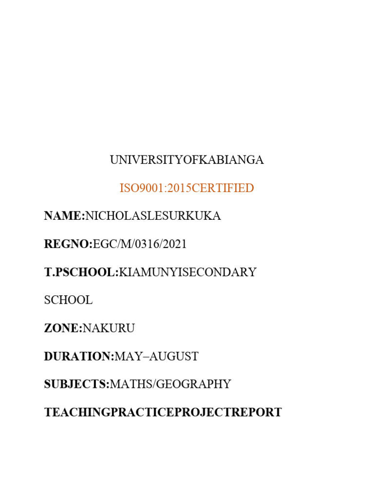 Brian Kipsang TP Project Report | PDF | Career & Growth | Business