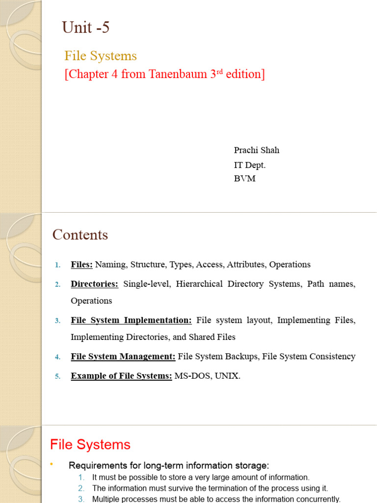 Os - Unit 5 | PDF | Computer File | File System