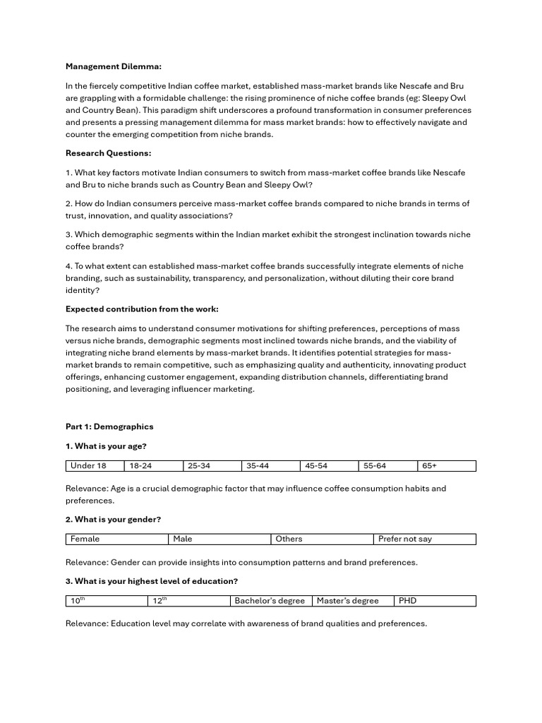 BRM Questionnaire | PDF | Brand | Consumer Behaviour