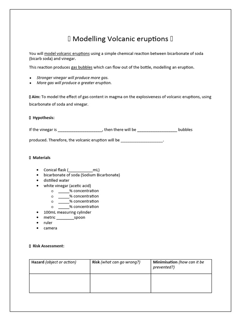 12 Modelling Volcanic Eruptions 12-1 | PDF | Volcano | Sodium Bicarbonate