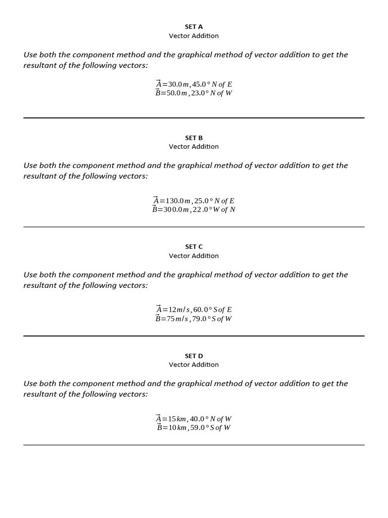 Vector Addition Methods and Examples | PDF