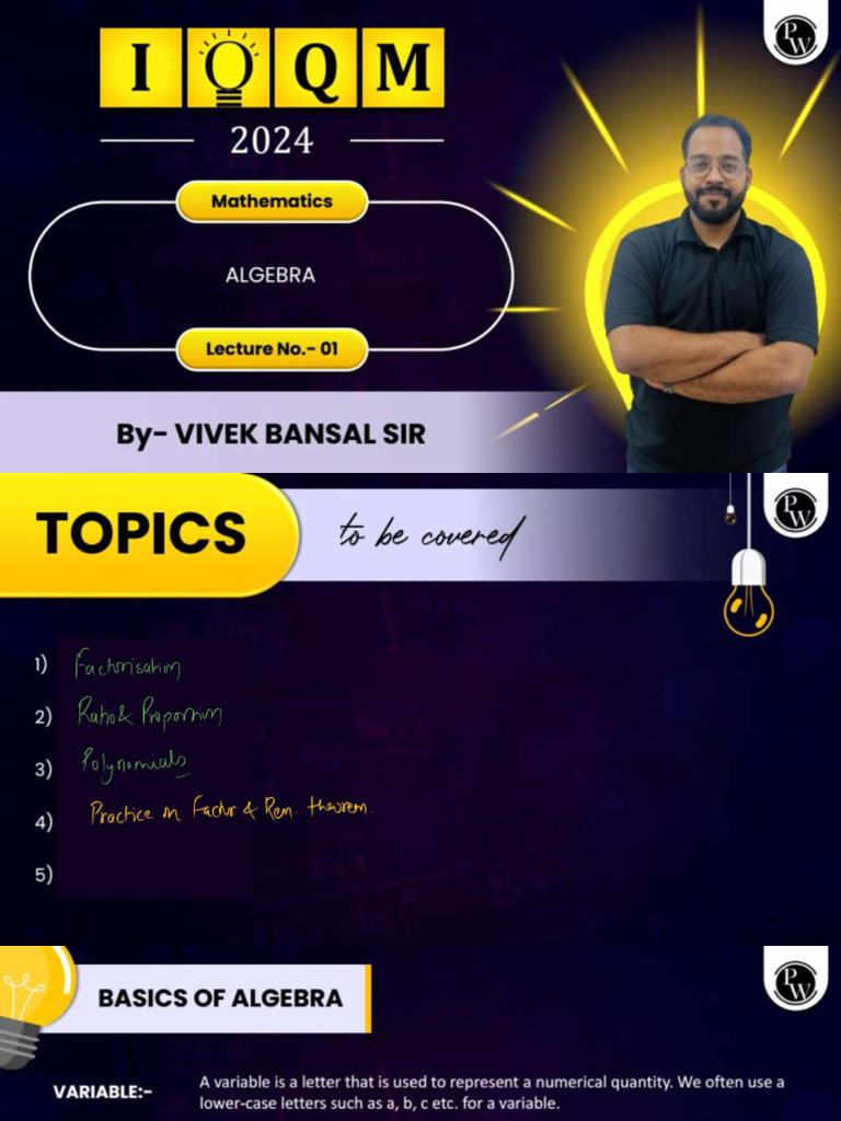 Algebra Notes 1 | PDF