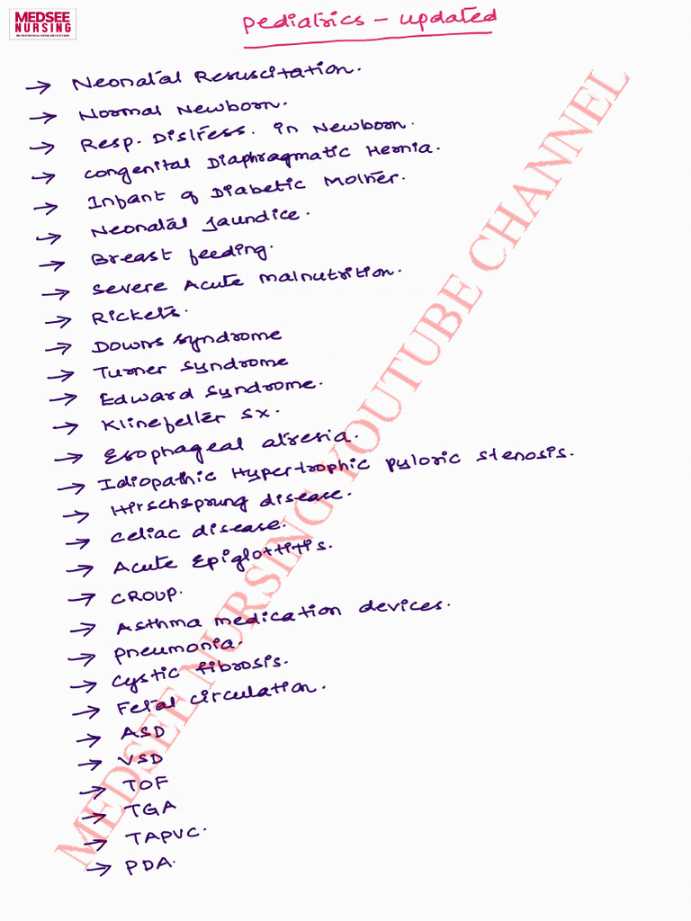 Pediatrics High Yield by Medsee Nursing | PDF