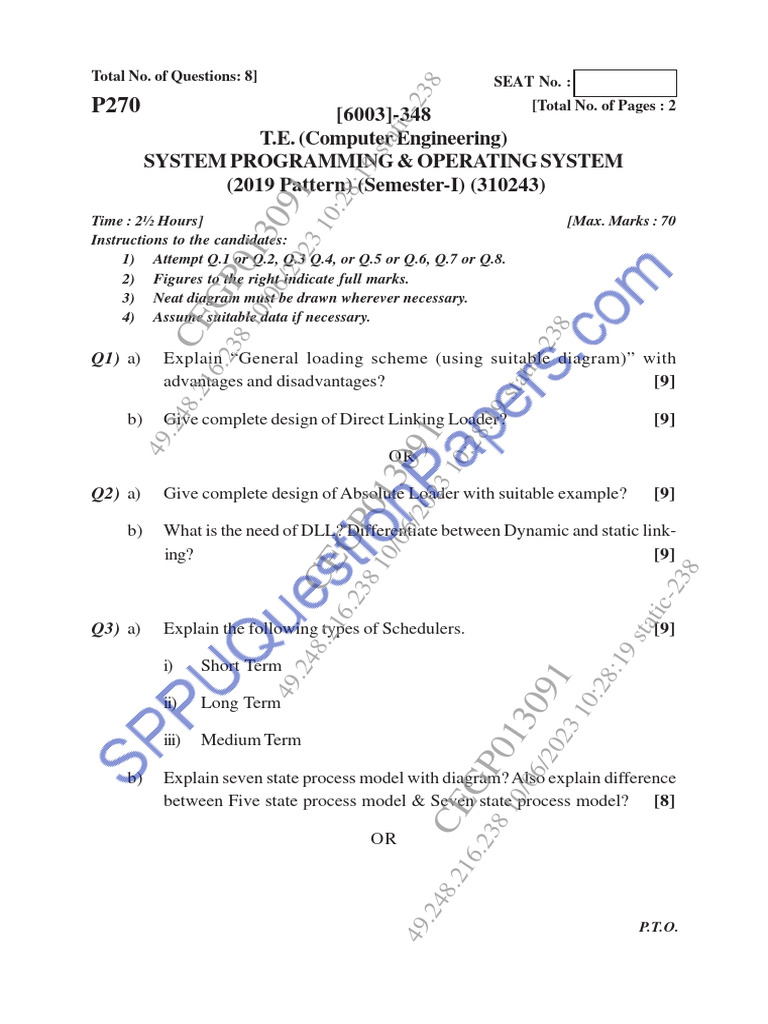Be - Computer Engineering - Semester 5 - 2023 - May - Systems Programming and Operating System ...