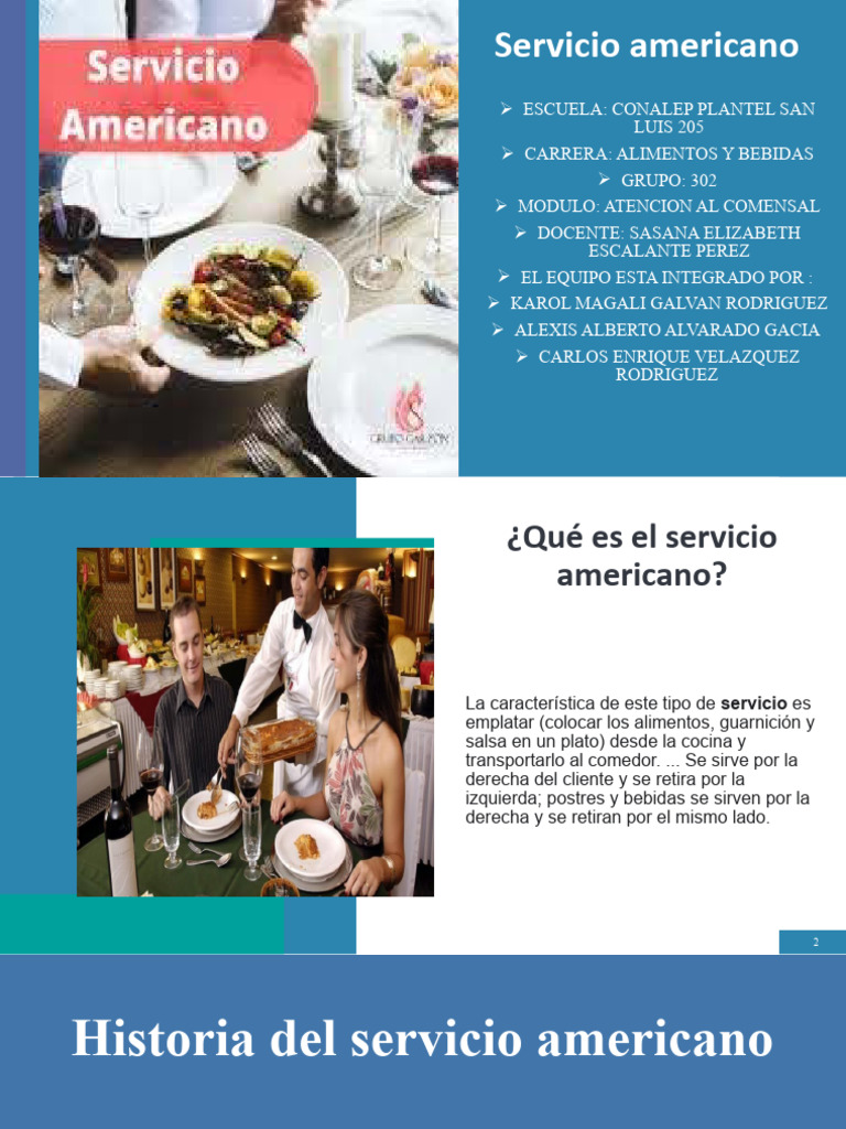 Características del Servicio Americano | PDF | Cocinando | Cocina